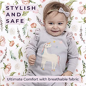 Pobibaby - 2 Pack Premium Fitted Baby Girl Crib Sheets for Standard Crib Mattress - Ultra-Soft Cotton Blend, Safe and Snug, and Stylish Floral Crib Sheet (Allure)