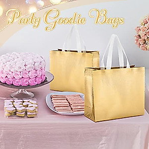 72 Pack Reusable Gift Bags with Handles Glossy Reusable Grocery Bags Tote Bags for Wedding Bridesmaid Birthday Christmas(Gold)