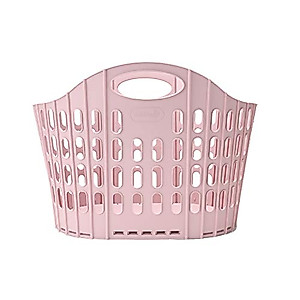 Mind Reader Collapsible Laundry Basket 38 Liter/10 Gallon, Ventilated Plastic Hamper, Compact Clothes Basket, Pink