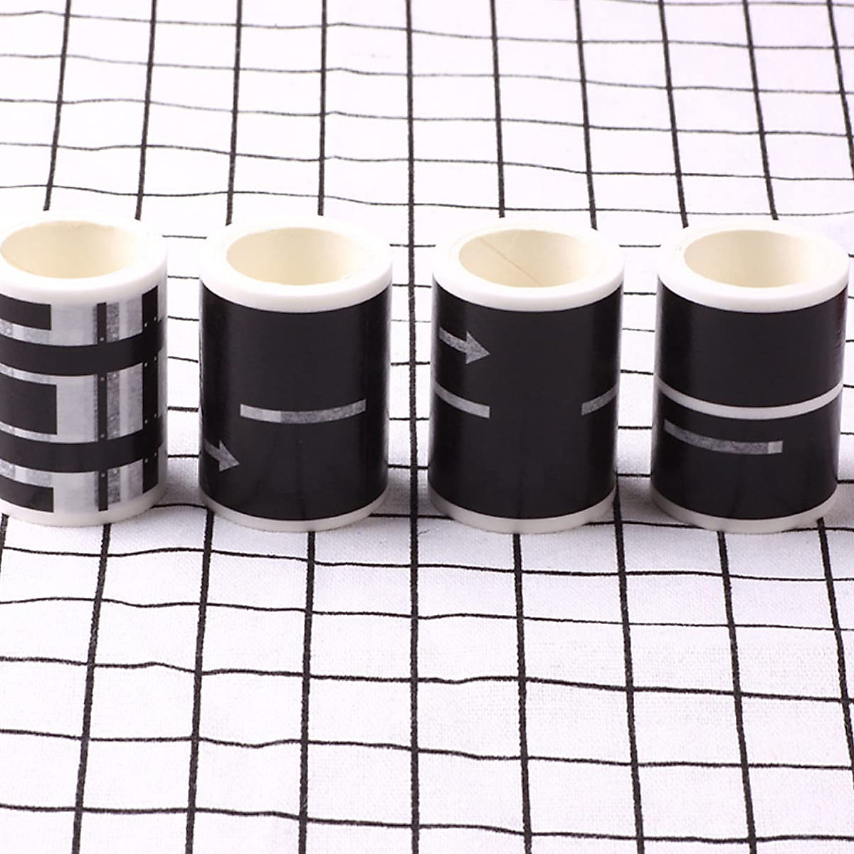 TOYANDONA 4 Rolls Black Tape, Car Road Tape Track Toy DIY Traffic Washi Tape and Traffic Sign Stickers Kids Race Cars Decorations Party Favor