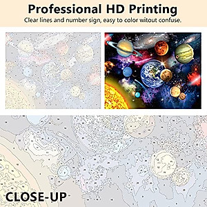 DIY Paint by Numbers, Planets in Space Paint by Numbers for Adults, Earth Art Painting Adult Paint by Numbers Kits on Canvas Starry Sky Nordic Style Paint by Numbers for Adults Beginner 16"x20"