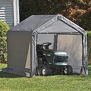 Quality Outdoor Shed-in-A-Box Portable Storage Shelter,Triple Layer, Heat Bonded, Ripstop Waterproof Polyethylene Cover, Premium Powder-Coated No Rust Frame, Sandstone (6'x6'x6', Gray)