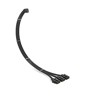 Sirlyr 90 Degree 12VHPWR Connector, 12+4 to 3 * 8 Pin Modular Cable, Sleeved 16 Pin GPU Cable for RTX3090Ti, 4080, 4090 Compatible with Corsair, Great Wall, Thermaltake Power Supply - Black