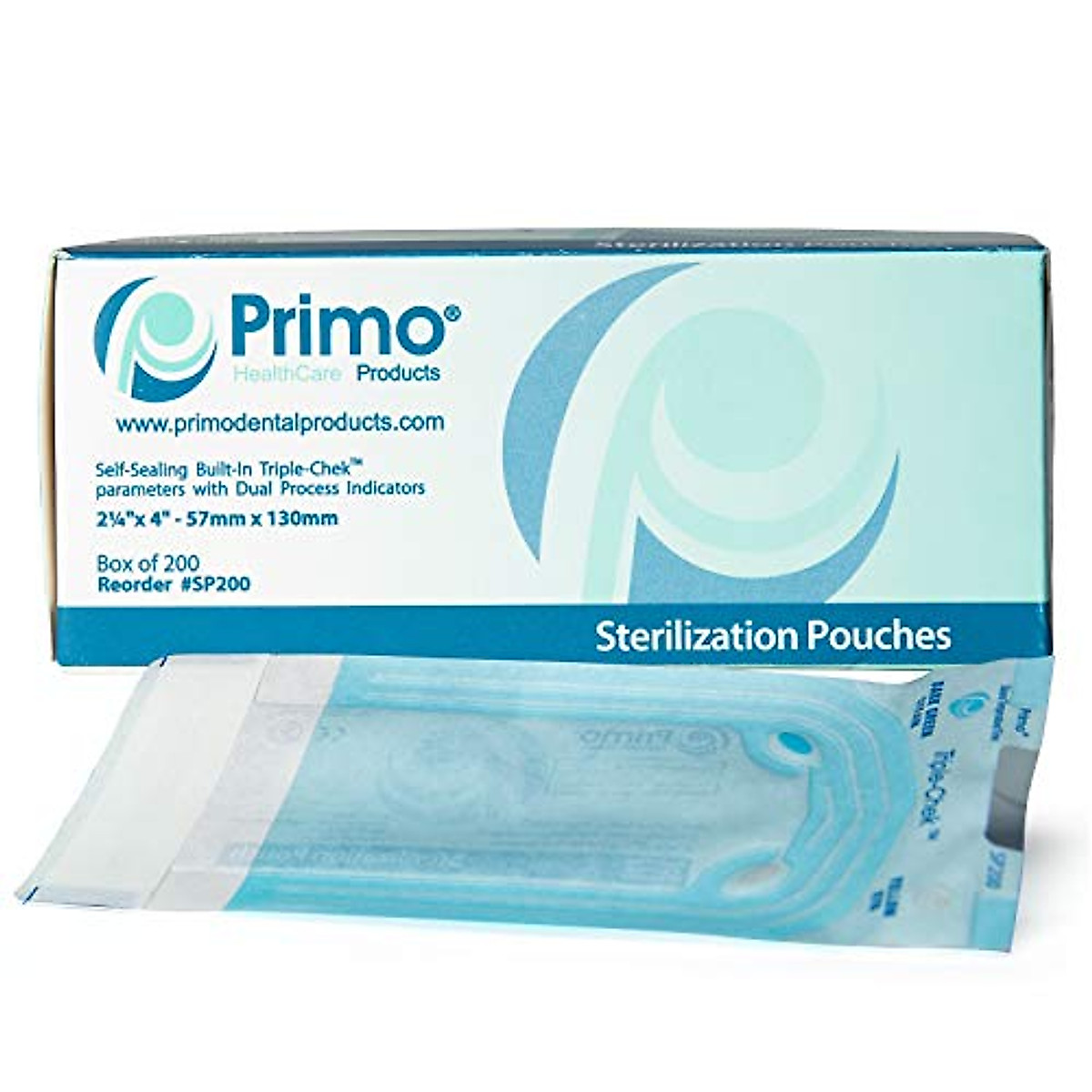 Primo Dental Products SP200 Self Seal Sterilization Pouches - Autoclave Sterilizer Bags for Dental Tools - Sterilization Bags for Nail Technicians & Tattoo Artists - Size: 2.25x4 Inches - Pack of 200