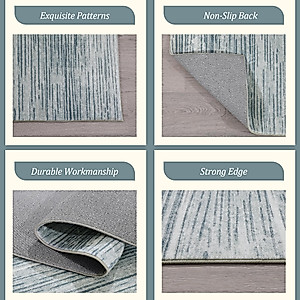 HOMBYS 9x12 Thickened Memory Foam Area Rug for Living Room Bedroom, Large Modern Abstract Floor Carpet for Indoor, Boho Home Deco Non-Shedding, Grey, Machine Washable