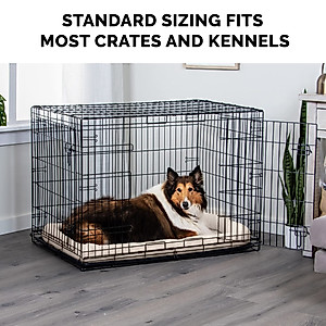 Furhaven Dog Bed for Medium/Small Dogs & Indoor Cats, 100% Washable, Sized to Fit Crates - Sherpa Fleece Bolster Crate Pad - Cream, Medium