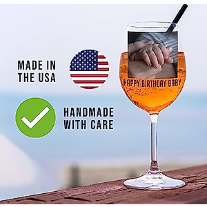 Personalized 16oz Photo Picture Print Stemmed Wine Glass - New Mom Gifts, Unique Gift for Mother's Day, Postpartum Gifts, Women After Birth, First Time Mom and Dad, New Parents, Her Mama Mommy, Baby