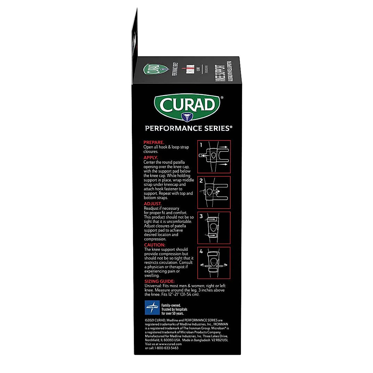 Curad Performance Series Ironman Knee Support, Adjustable with Patella Support Pad, for Tendonitis, Weak, or Injured Knees, Preventative Support for Athletes