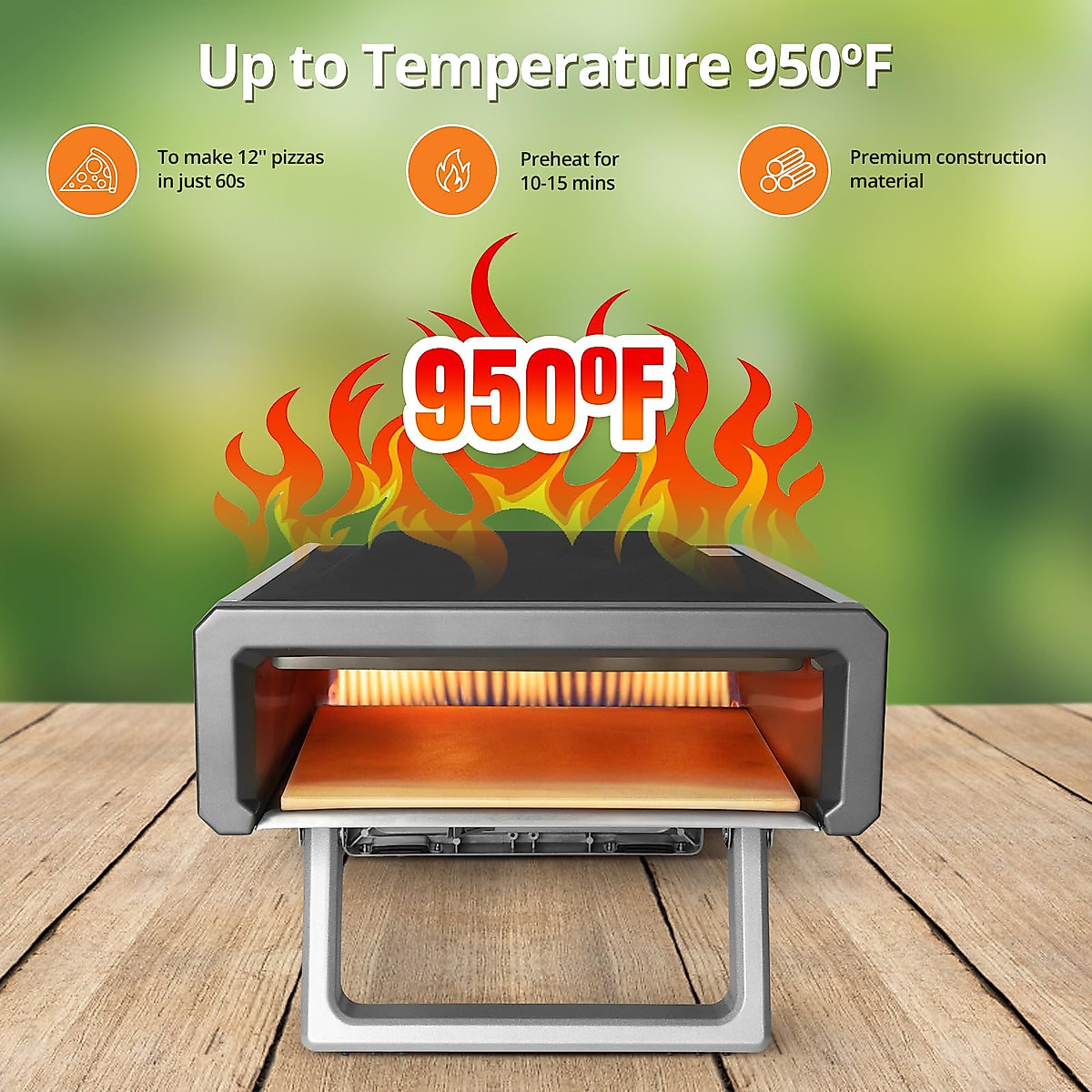 Takywep Pizza Oven Outdoor, 12" Outdoor Pizza Ovens, Portable Gas Propane Pizza Oven, Stainless Steel Outdoor Cooking Pizza Maker for Backyard Outdoor Kitchen