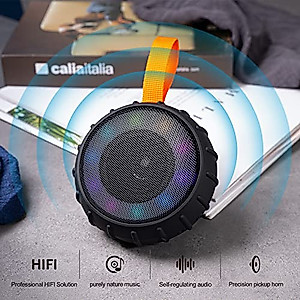 Mini Bluetooth Waterproof Speaker for Shower - True Wireless Speaker with LED Light, Built-in Microphone, 5H Playtime - Portable Speaker for Bathroom, Pool, Beach, Camping, Boating