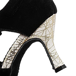 AOQUNFS Performance Dance Shoes Latin Dancing Shoes for Women Comfortable Salsa Ballroom Dance Heels,YCL310-Black Gold-5,US8