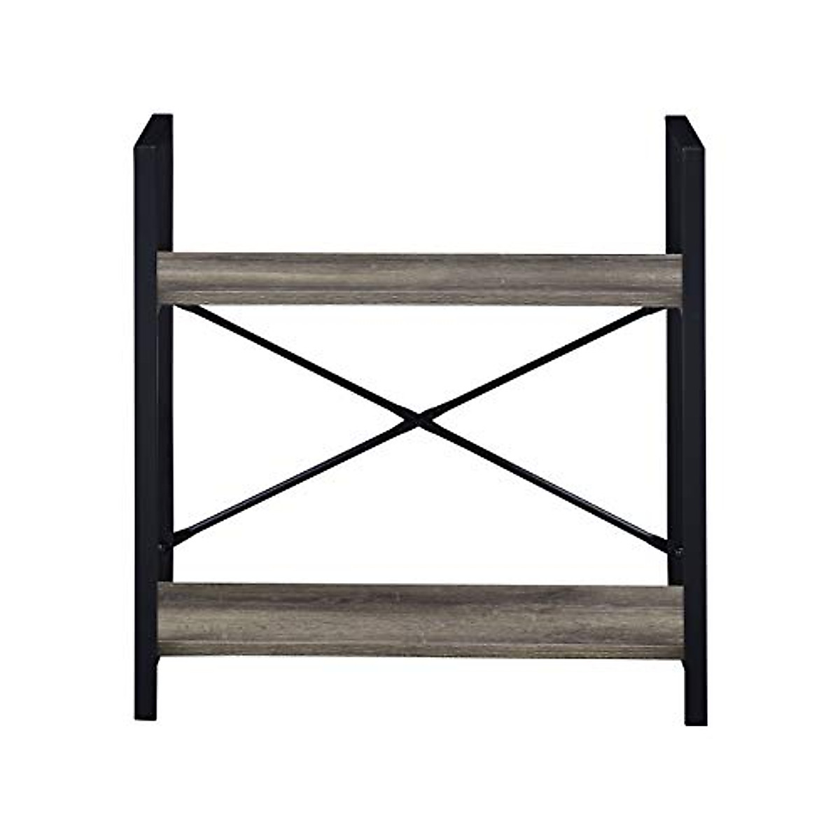 MNEETRUNG Small Bookshelf, 2-Tier Modern Wood Bookcase, Small Kitchen Storage Rack, Industrial Shelf Unit with Metal Frame for Living Room, Bathroom and Office, Ash Grey