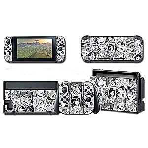 Alvhntr Anime girl rem Vinyl Skin Decal Stickers for Nintendo Switch, Anime Protector Wrap Cover Protective Faceplate Full Set Console Joy-Con Dock (rem 2737)