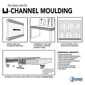 Outwater Plastics Silver 1/2'' Rigid Vinyl Plastic U-Channel/C-Channel 72 Inch Lengths (Pack of 10 Pieces, 60 feet Total)