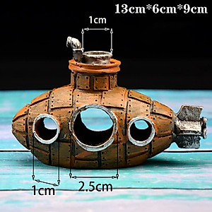 JGQGB Fish Tank Small Fish Hiding House Resin Submarine Decoration Ornaments Landscape Submarine Breeding Tank Aquarium Supplies