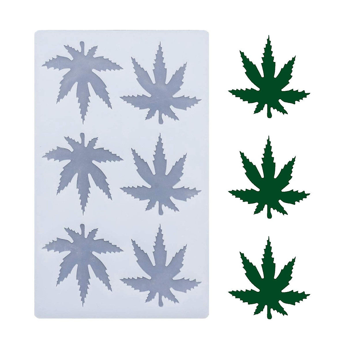 (THIN and SHALLOW) Marijuana Leaf Embossed Fondant Maple Silicone Mold for Chocolate Candy Gum Paste Polymer Clay Resin Kitchen Baking Sugar Craft Cake Cupcake Decorating Tools