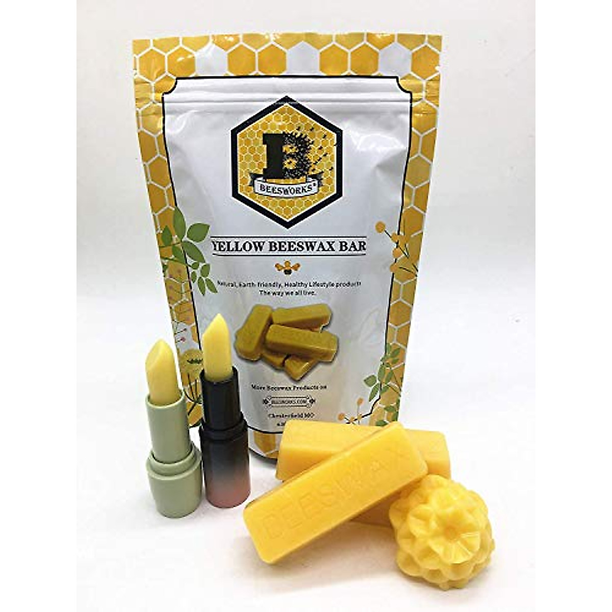 Beesworks® (6) 1oz Yellow Beeswax Bars - Package of (6) 1oz Bars (6oz) - Cosmetic Grade
