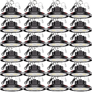 CINOTON UFO LED High Bay Light, 160W/120W/80W Switchable, AC100-277V LED Shop Lights with US Plug, 24000LM Dimmable 0-10V Commercial Bay Lighting for Garage Workshop 5000K Daylight-UL Listed, 24 Pack