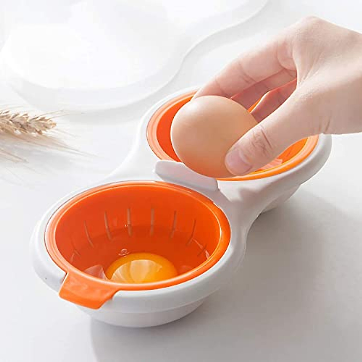 Bodacon Draining Egg Boiler Set Double Layer Microwave Egg Poacher Breakfast Egg Cooker