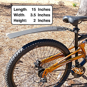 RNX Grey Mountain Bike Mud Guard Set Front and Rear Fenders, Wide, Universal, Adjustable