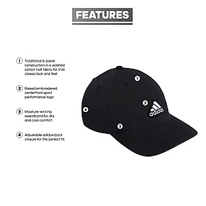 adidas Men's Ultimate 2.0 Relaxed Adjustable Cotton Cap, Black/White, One Size