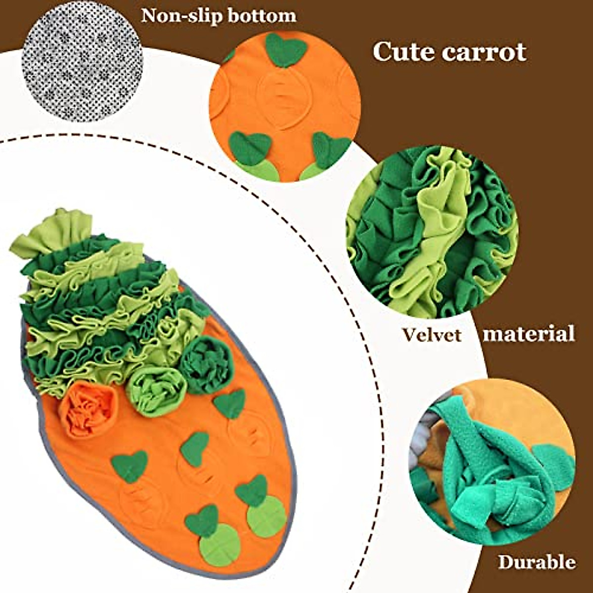 HERCOCCI 30" x 16" Large Rabbit Foraging Mat Toys with Fixing Handle, Washable Polar Fleece Feeding Mat Fun Game Interaction Treat Dispenser for Rabbit Bunny Guinea Pigs Chinchillas Ferrets