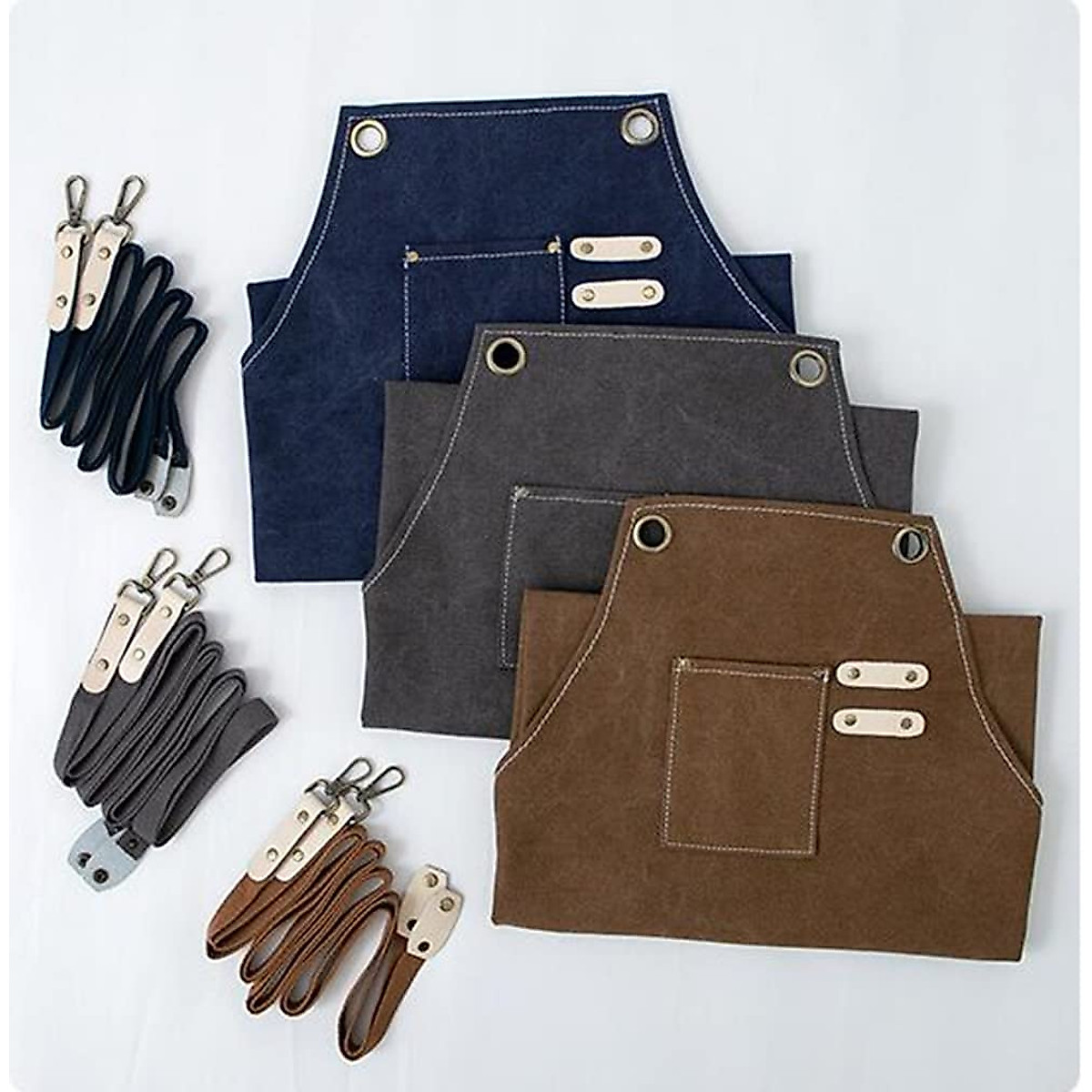 Cotton Canvas Apron for Artists Painting,Chef Apron with Cross Back Straps for Men Women, Kitchen Cooking (Black)