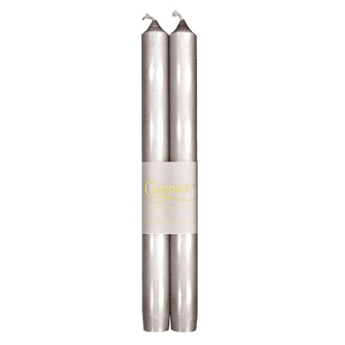Caspari Straight Taper Candles in Silver - 2 Per Package