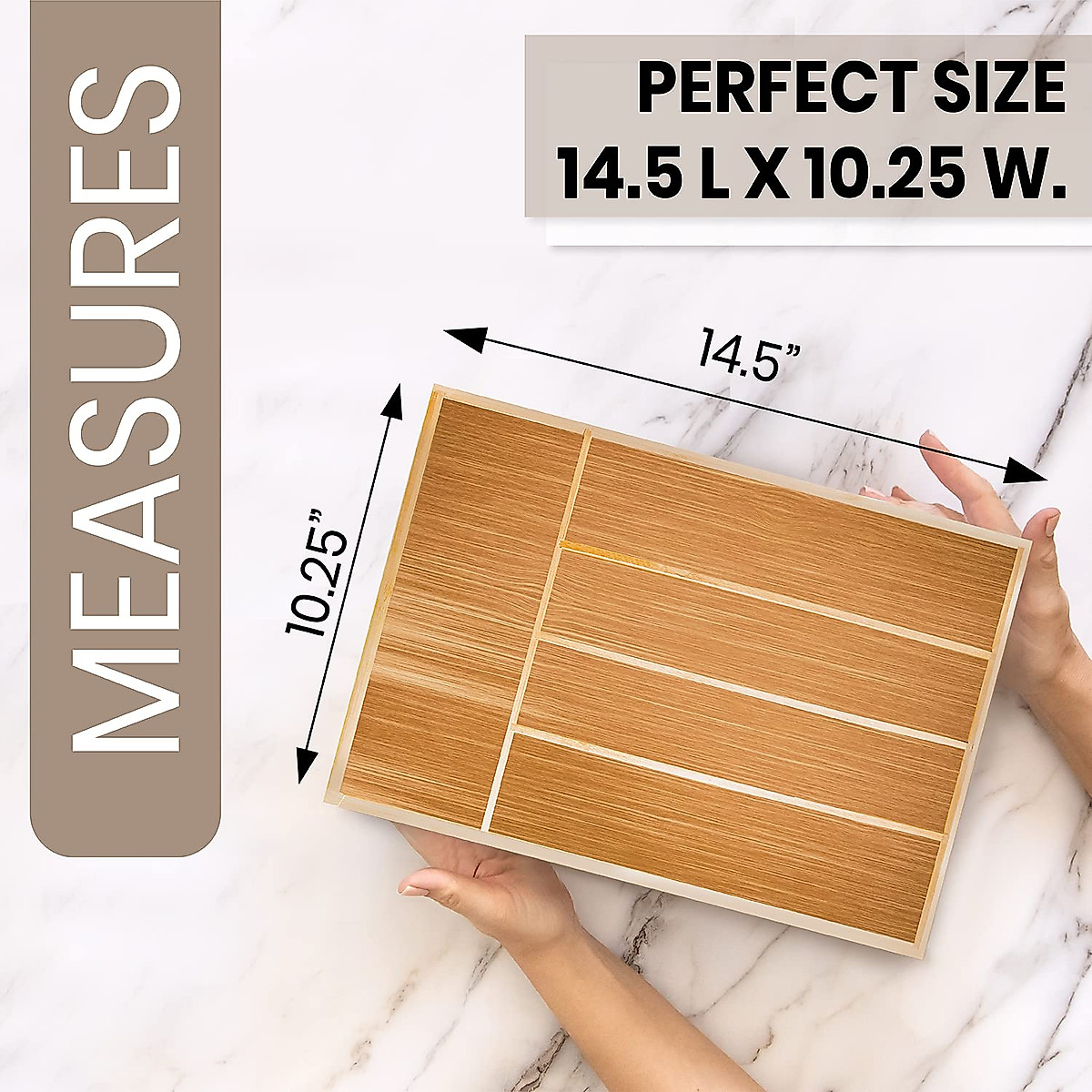 Chef Essential Bamboo Utility Drawer Organizer, Kitchen Silverware tray, 5-Compartment, Your Drawer Will Look Super Neat with This Bamboo Divider, Perfect Size 14.5 L x 10.25 W.