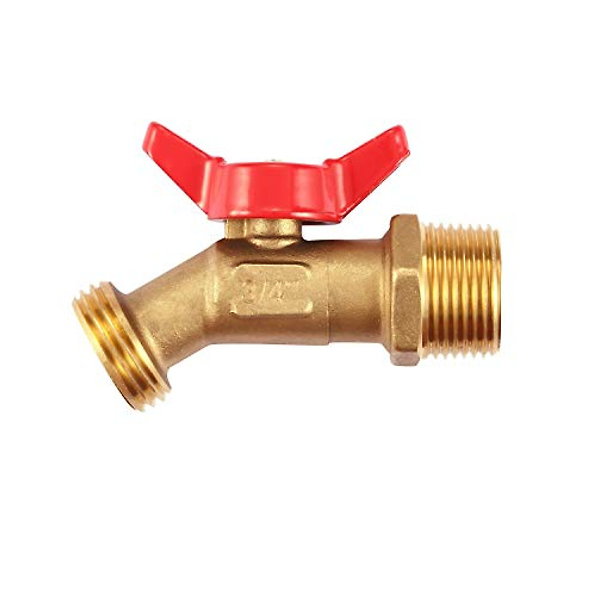 LitOrange 1 PCS Heavy Duty Brass Hose 90 Degree Elbow Stop Valve Hose Bibb Boiler Drain 3/4" Male NPT Inlet ×3/4" Male GHT Threaded Garden Hose Connector Adapter Water Shut-Off Valve Faucet