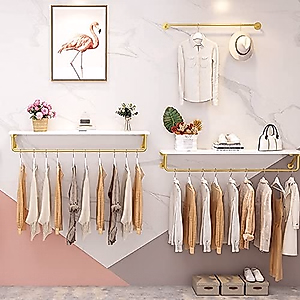 VejiA Home Clothing Rail,Heavy-Duty Commercial Grade Clothes Rail,Clothing Store Display Rack,Wall-Mounted Hanger Clothing Garment