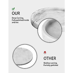 Natural Marble Round Vanity Tray 10", Decorative Tray for Bathroom Kitchen, Jewelry Ring Dish Holder, Perfume Organizer