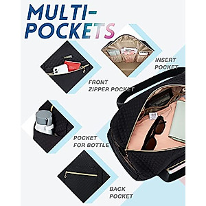 BAGSMART Travel Duffle Bag 3 Pcs Set Weekender Overnight Bag for Women with Makeup Bag & Clear Toiletry Bag, Carry On Bag with Shoe Compartment for Travel, Business Trips(Black)