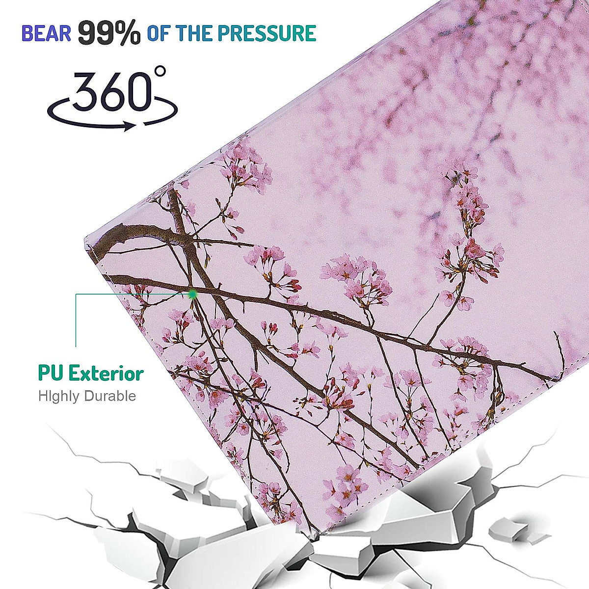 Dteck Universal Tablet Case for 10/10.1 Inch Android 11 12 13 14 Tablet, for Lenovo/Samsung Galaxy/UMIDIGI/Fire 10" 10.1" 10.3" 10.4", Lightweight Folio Cute Case with Stand/Card Slots, Pink Floral