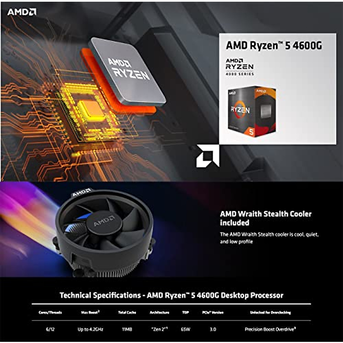 AMD Ryzen 5 4600G 6-Core 12-Thread Unlocked Desktop Processor with Wraith Stealth Cooler Bundle with GIGABYTE B450M DS3H WiFi MATX AM4 Gaming Motherboard