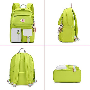 AUOBAG Backpacks for Girls Backpack for School Suitable Ages 6-8 Kids - Pass CPSC Certified - Gift Cute Pendant (Green)