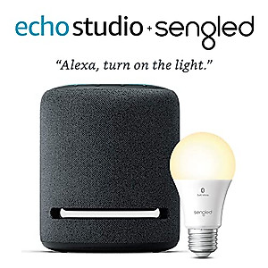 Echo Studio | Charcoal with Sengled Bluetooth bulb | Alexa smart home starter kit