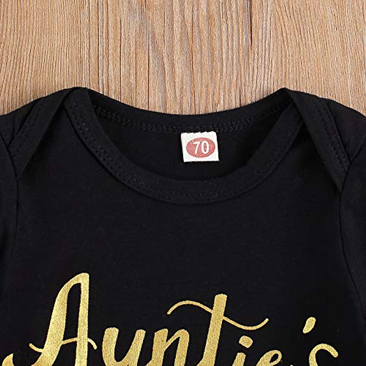 MAINESAKA Newborn Baby Girls 3pcs Outfit Set Auntie's Bestie Romper + Floral Pants Clothing Set(black + leopard 1,6-9 Months)