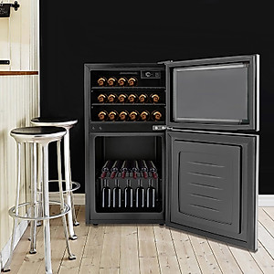 DYRABREST 30 Bottles Wine Fridge Dual Zone Adjustable Temperature Wine Cooler Refrigerator Fast Cooling Low Noise Freestanding Wine Cellar for Red White Wine Champagne in Home, Kitchen and Bar