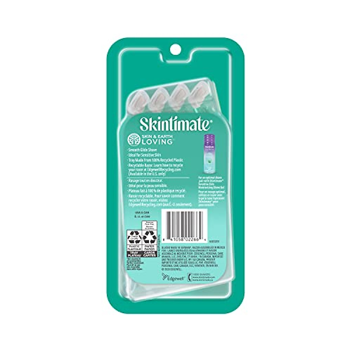 Skintimate 3 Blade Disposable Razor, Sensitive Skin, 4 Count (Pack of 3) - Packaging May Vary