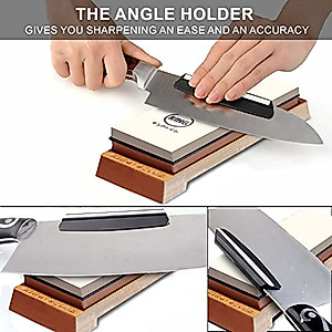 Japanese Knife Sharpener 1000/6000 Grit and Knife Angle Holder Set by B&B japan for Stainless Steel Cutlery and Pointed Carver, Best for Long-Lasting Sharpness, "KING" Trade Mark