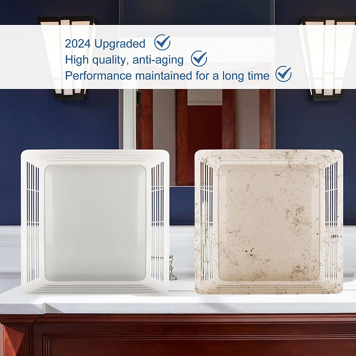 TNITRIB S97014094 Bathroom Fan Cover Grille and Lens for Broan 678, 679, 679FL, 679FLT, 680, 680FL, 680FLT, M680, HD50L, HD80L, Bathroom Exhaust Fan Light Cover Replacement