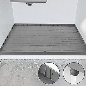 Waterproof Under Sink Mat for 36" Cabinet,Homaisson 35”×22” Flexible Silicone Cabinet Protection Mat, Under Sink Tray, Drips Leaks Spills Protector, Cabinet Liner for Kitchen, Bathroom