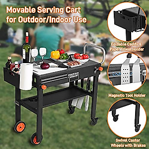 Portable Outdoor Grill Table, Folding Grill Cart Solid and Sturdy, Blackstone Griddle Stand Large Space, Blackstone Table with Paper Towel Holder, Grill Stand for Blackstone Griddle, Ninja Grill etc.