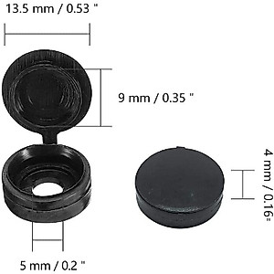 Persberg 180Pcs Colorful Pieces Hinged Screw Cover Caps Plastic Screw Caps Fold Screw Snap Covers Washer Flip Tops (Black, White, Brown) 286