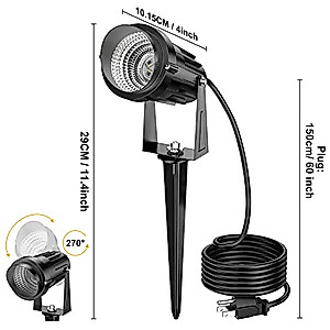 Musuger 1500LM LED High Brightness Outdoor Landscape Lighting 15W RGB Color Changing Landscape Lights Bluetooth Remote Control Spot-Lights with Plug in IP66 Waterproof Flood Light for Garden - 4 Pack