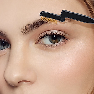 G2PLUS 2PCS Folding Eyelash Comb, Eyelash Separator Tool, Black Eyebrow Comb Metal Teeth, Eyelash Brush Tool for Lash & Brow