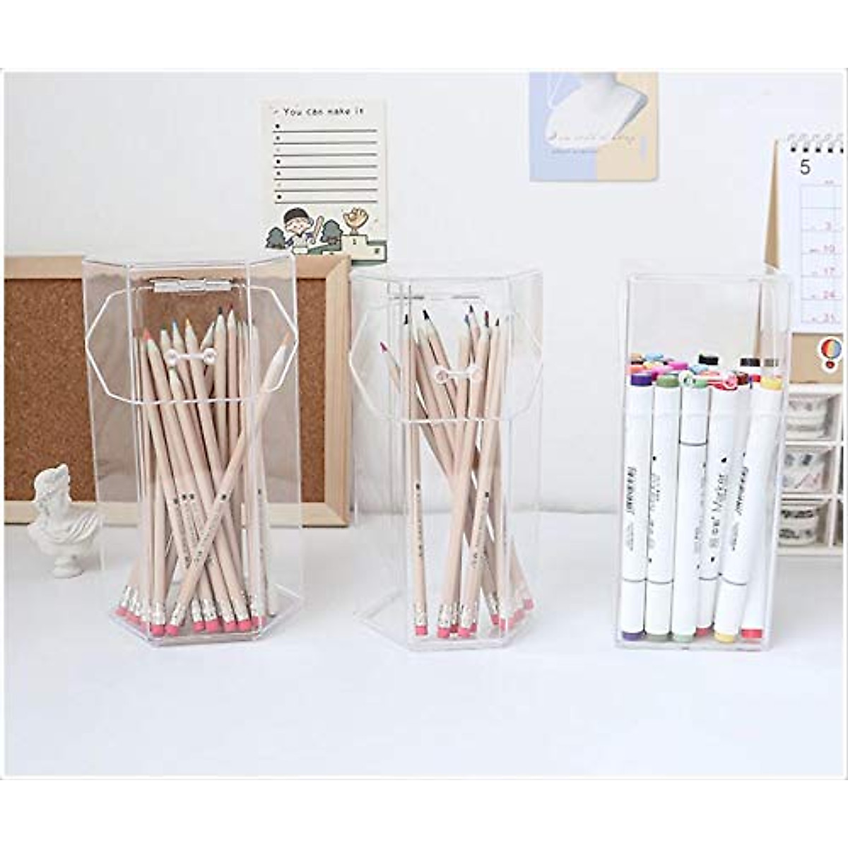 Makeup Brush Holder Square Acrylic Cosmetic Brush Organizer with Dustproof Lid Eyebrow Pencil Storage Holder Box Makeup Storage Jewellery Storage Container