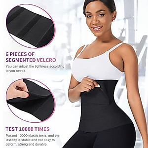 JangBe Waist Trainer for Women with Loop Wrap Around Waist Trainer Plus Size Invisible Workout Waist Trimmer for Gym Black