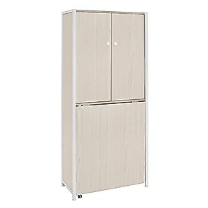 Sew Ready Sewing/Multipurpose (58.25" Tall) with Deep Drop Leaf Top and Storage Shelves Multi-Use Craft Armoire, White/Birch